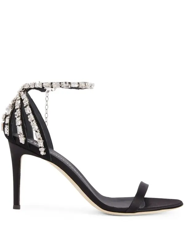 GIUSEPPE ZANOTTI 85mm Adele Crystal Sandals - Black