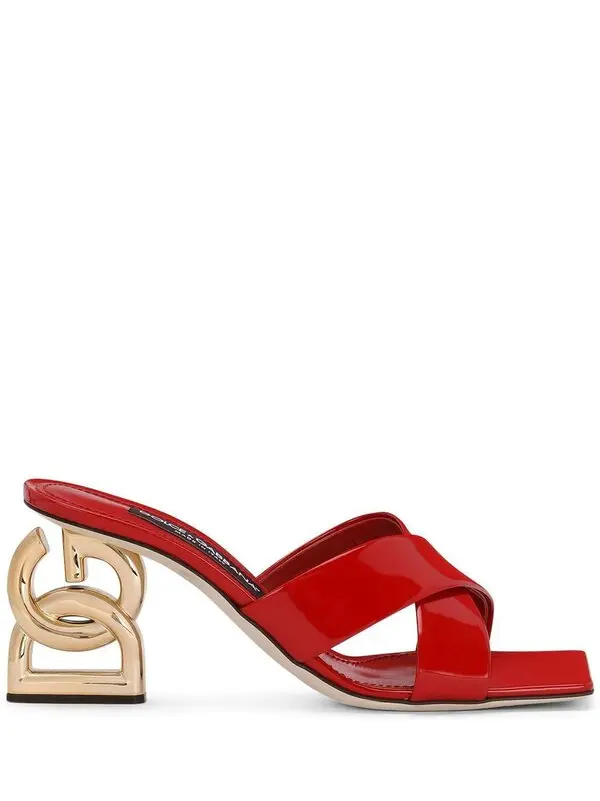 Dolce & Gabbana 3.5 75mm Patent Leather Mules - Red