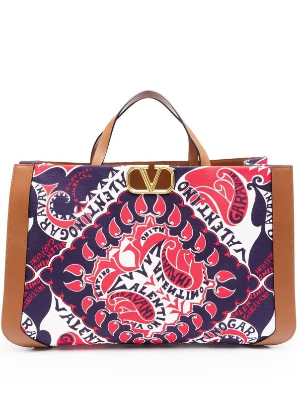 Valentino Garavani Vlogo Signature Bandana-print Tote Bag - Blue