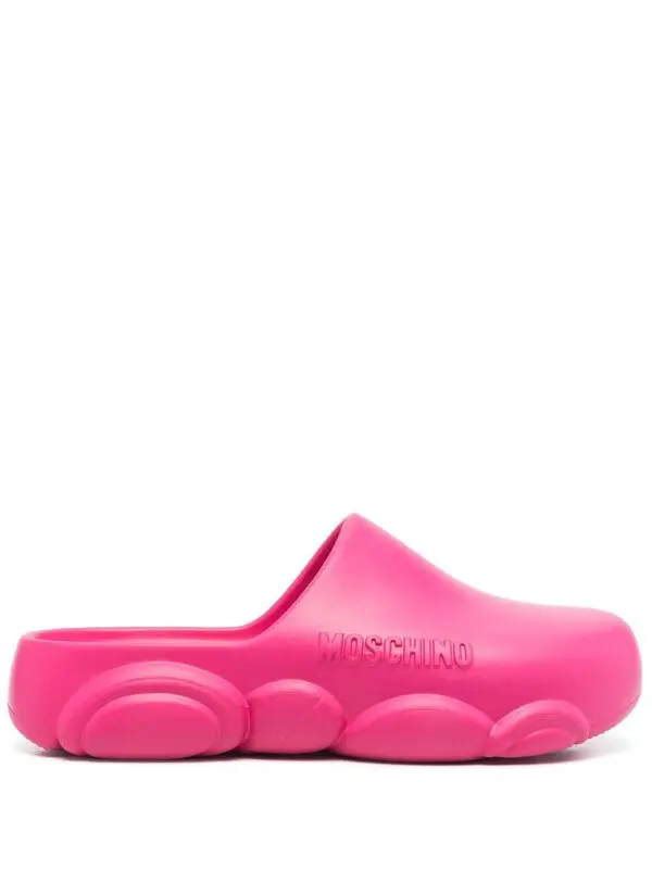 Moschino Logo Embossed Mules - Pink