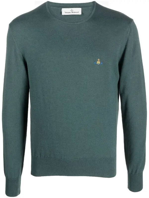 VIVIENNE WESTWOOD Orb Logo Embroidered Sweater - Green