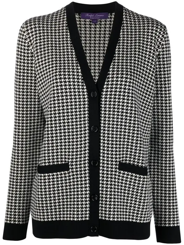 Ralph Lauren Houndstooth Cardigan - White