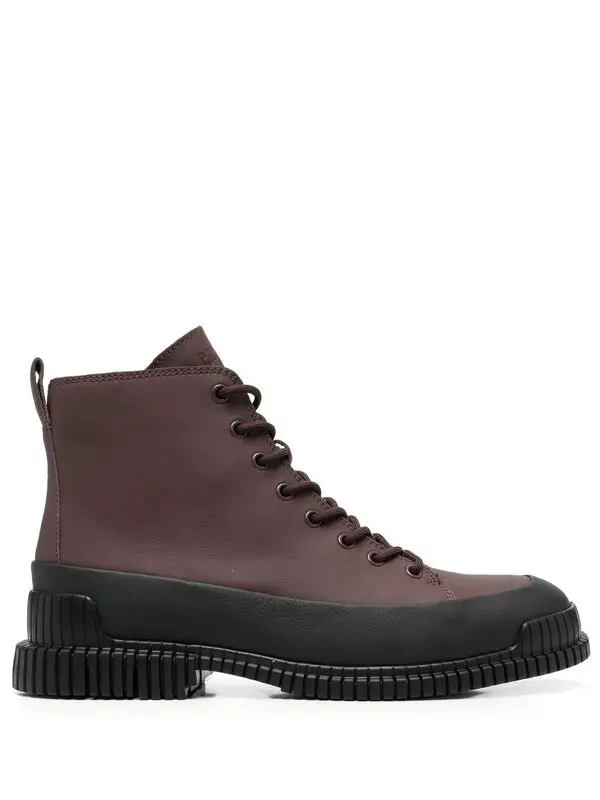 Camper Pix Leather Ankle Boots - Red