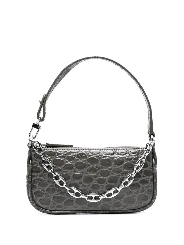 By Far Mini Rachel Crocodile-Effect Bag In Green 40% Off