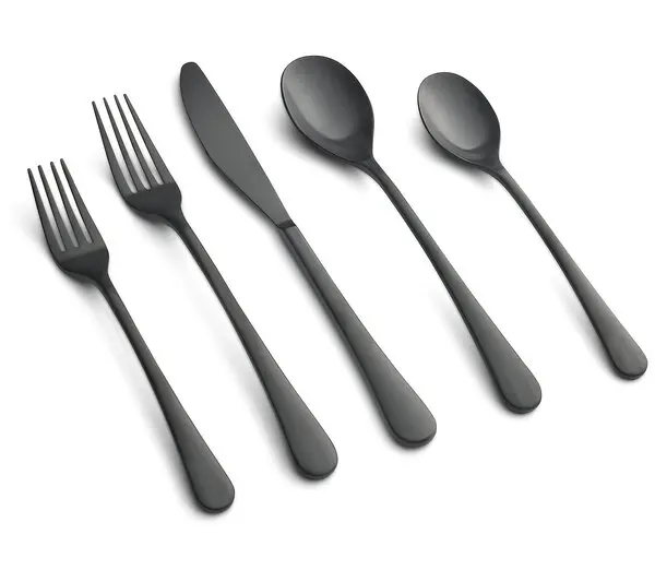 CAMBRIDGE SILVERSMITH S Xyla Black Satin 20-piec Flatware Set