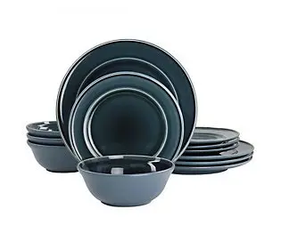 MARTHA STEWART 12 Pc Reactive Glaze Stoneware D Innerware Set
