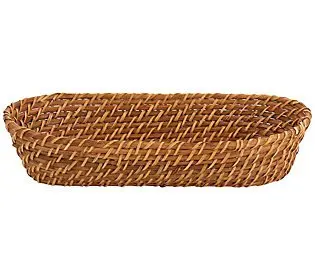 MARTHA STEWART Rattan Woven 12.5' X 6' Oval Bread Basket In Br Own