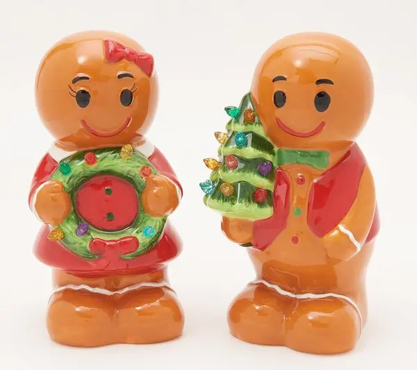 MR. CHRISTMAS Set Of 2 7' Illuminated Ceramic Gingerbread Duo