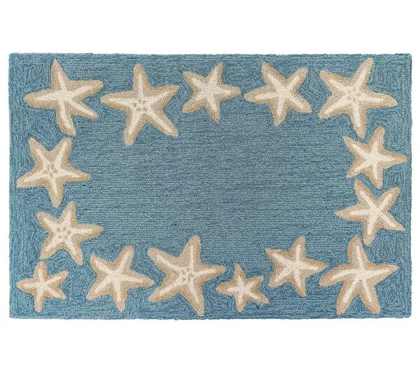 LIORA MANNE Capri Starfish Border In-out Rug Aq A 24' X 36