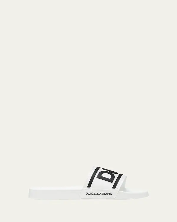 Dolce & Gabbana Logo Pool Slides - White/blck
