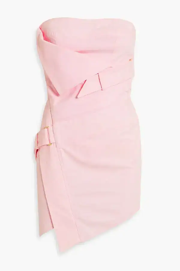 Alexandre Vauthier Strapless Asymmetric Denim Mini Dress Pink Fr