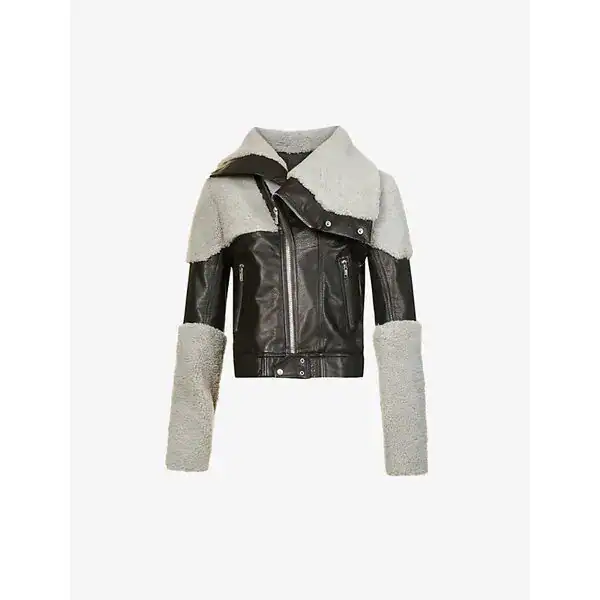 Rick Owens Keith Shawl-Collar Leather Jacket - Black/Pearl