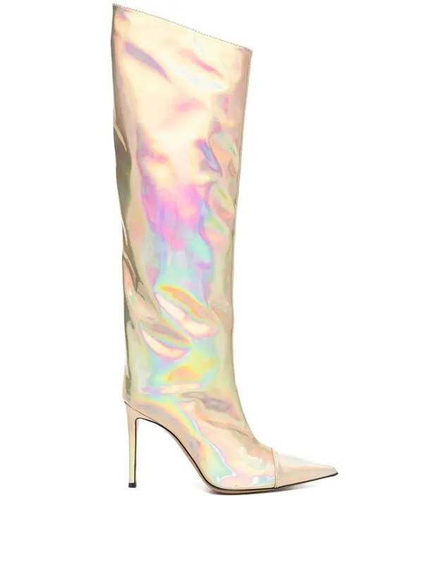 Alexandre Vauthier Holographic Knee-high 100mm Boots - Gold