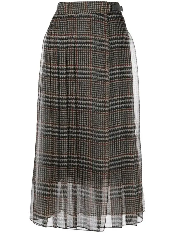Brunello Cucinelli Checked Midi Skirt