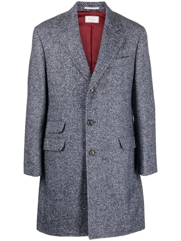 Brunello Cucinelli Herringbone-pattern Midi Coat