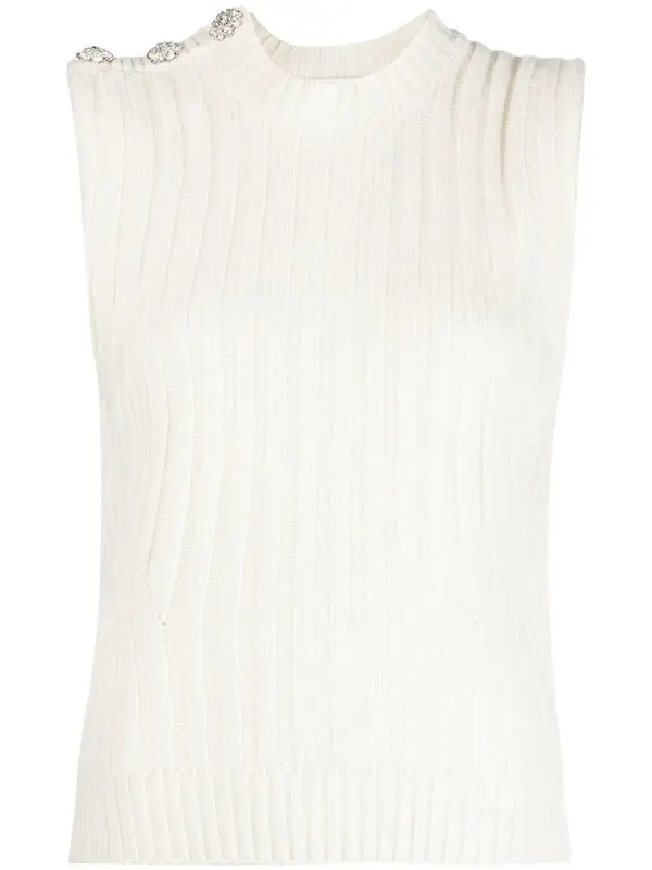 GANNI Rib-knit Vest Top - White