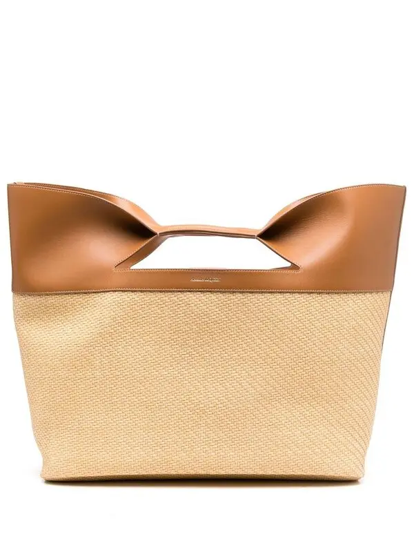 Alexander McQueen The Bow Straw-woven Tote - Neutrals