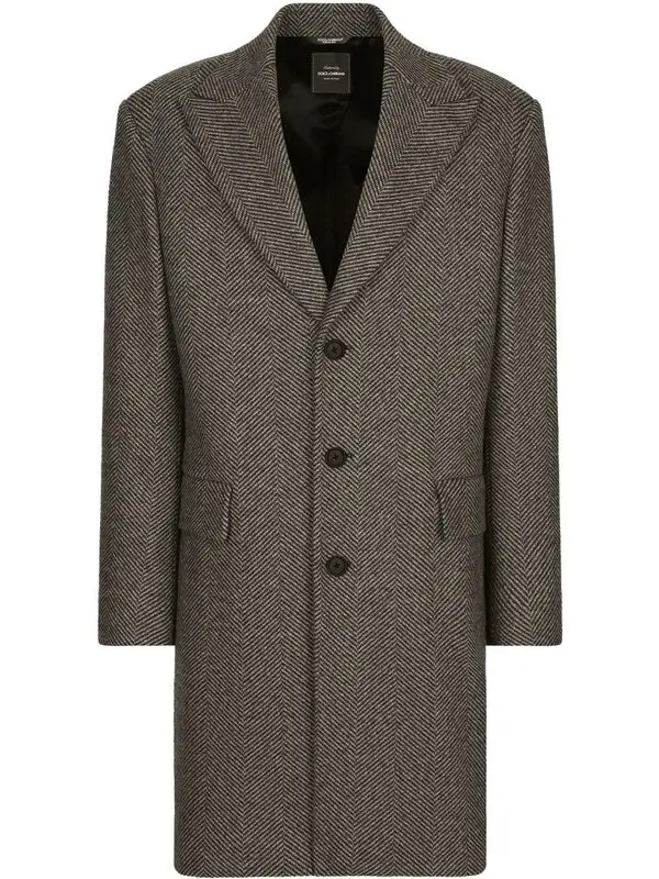 Dolce & Gabbana Herringbone-pattern Single-breasted Coat
