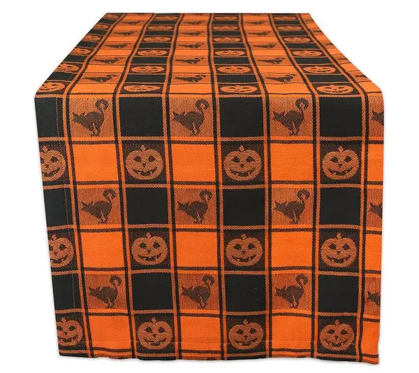 DESIGN IMPORTS Halloween Woven Check Table Runn Er 14' X 72