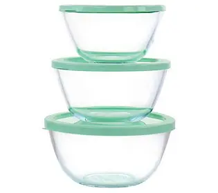 MARTHA STEWART 6-piece Glass Prep Bowl Set With Plastic Lids