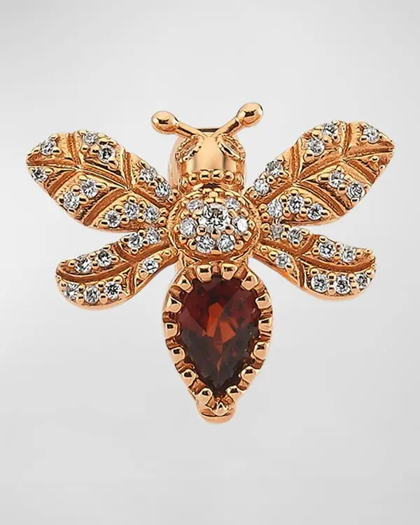 BEE GODDESS Diamond And Garnet Bee Stud Earring
