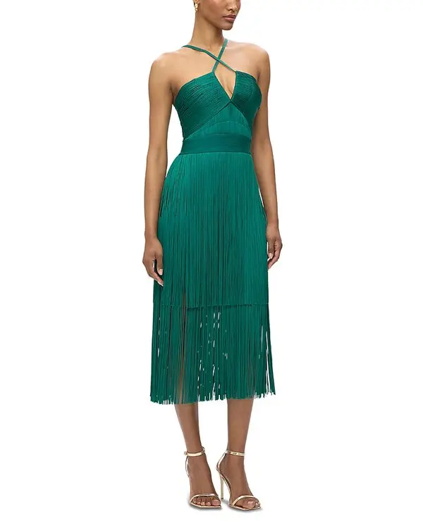 Herve Leger Natalia Fringe Dress - Pine