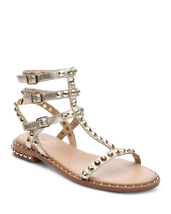 Ash Play Strappy Studded Sandals - Light Gold