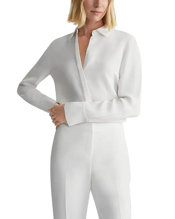 Lafayette 148 New York Scottie Silk Blouse - Cloud