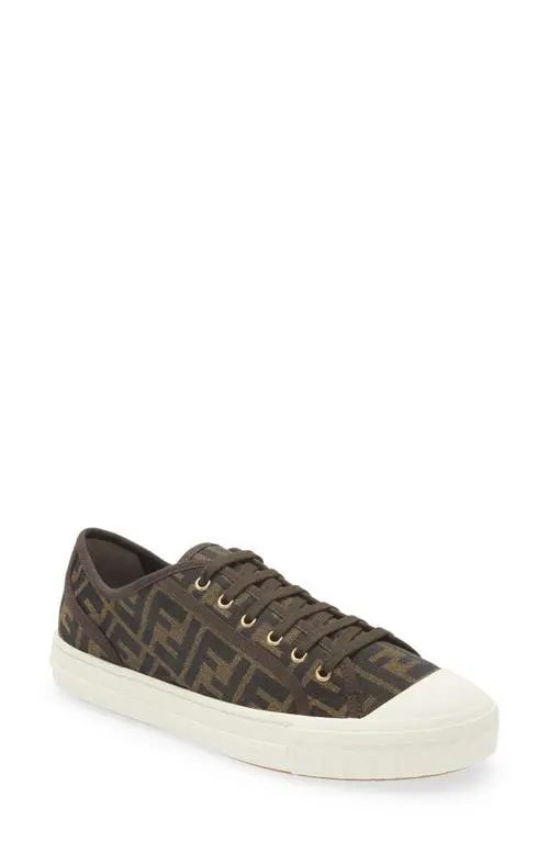 Fendi Ff Domino Low Top Sneakers - Brown/ Black