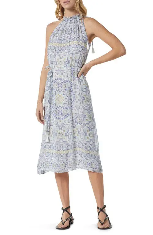 Joie Marietta Halter Neck Cotton Midi Dress - Clematis Blue Multi |  Editorialist