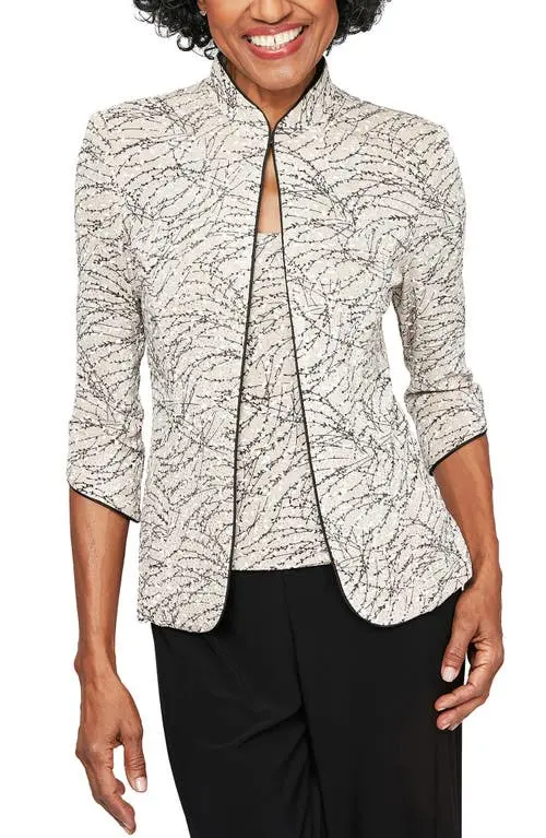 Alex Evenings Foiled Print Twinset - Beige