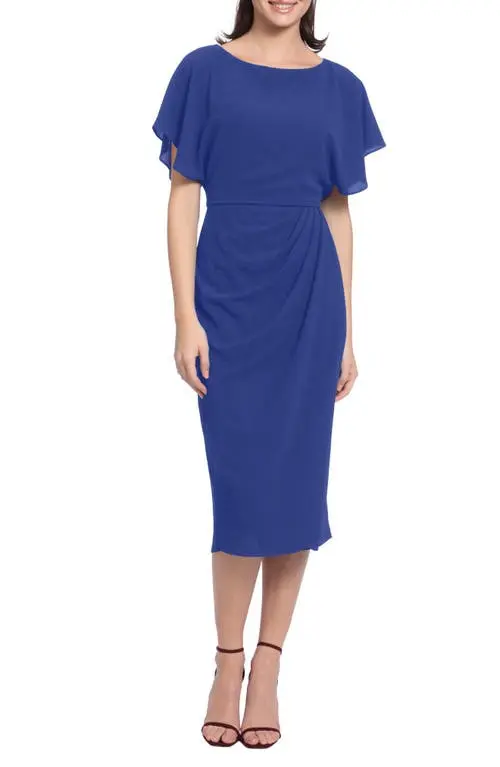 Maggy London Flutter Sleeve Midi Dress - Sodalite Blue
