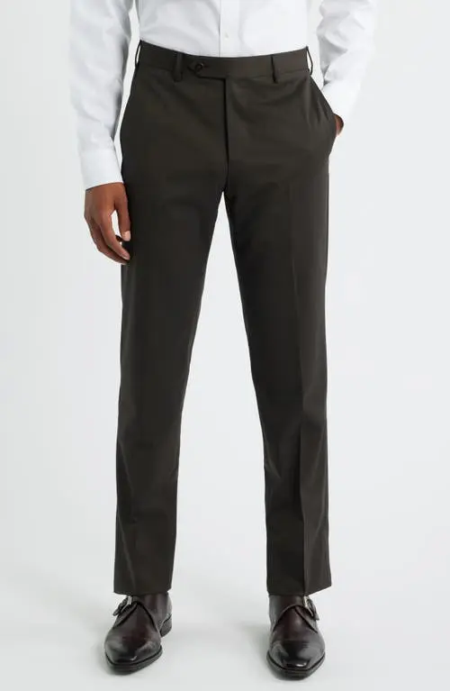 Zanella Parker Stretch Wool Trousers - Dark Brown