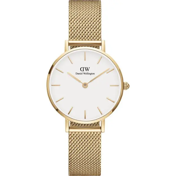 DANIEL WELLINGTON Petite Evergold Mesh Strap Watch - Gold/eggshell