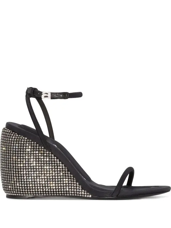 Alexander Wang Dahlia Crystal-embellished Wedge 105mm Sandals - Black