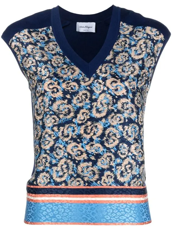 FERRAGAMO Graphic-print V-neck Vest