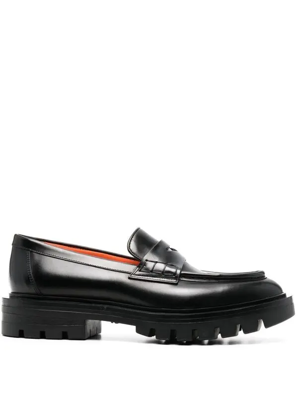 Santoni Ridged-rubber Sole Loafers