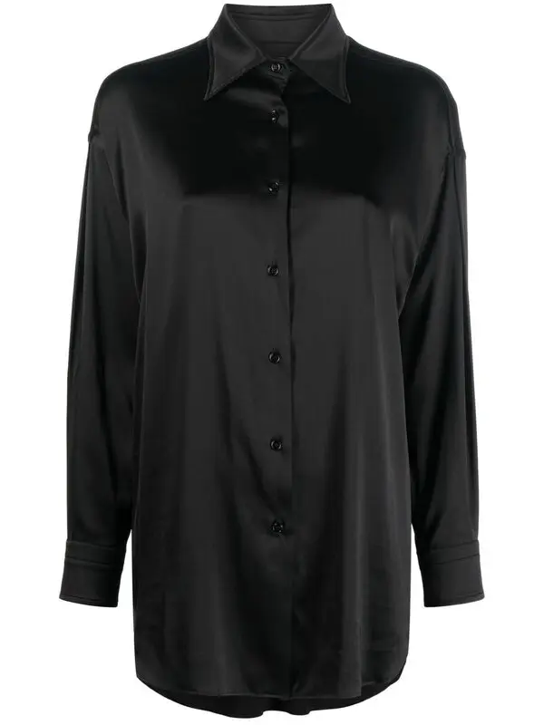 TOM FORD Pointed-collar Button-up Shirt - Black