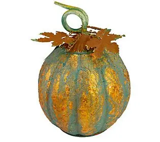NORTHLIGHT 13' Orange And Green Autumn Pumpkin Abletop Decor