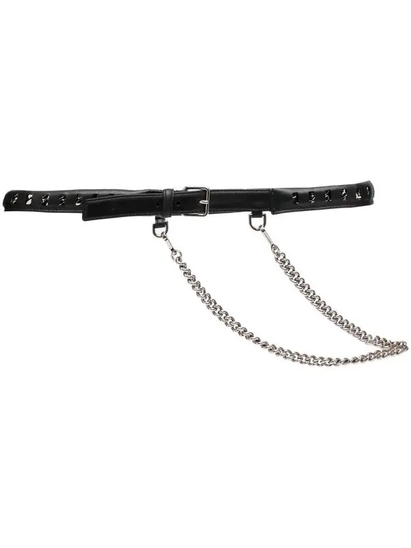 Alexander McQueen Chain-link And Leather Belt - Black