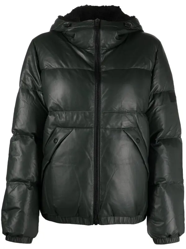 YVES SALOMON Shearling-trim Leather Down Jacket