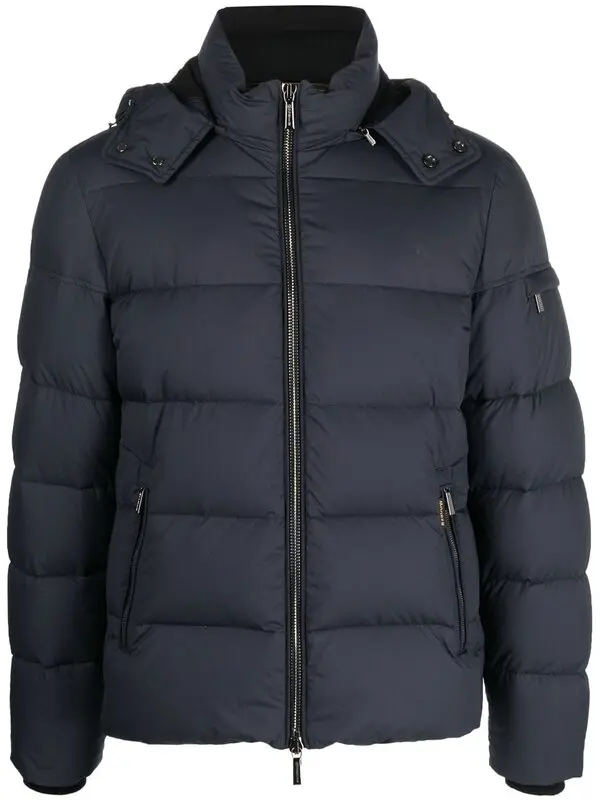 MOORER Padded Zip-up Hooded Down Jacket - Blue