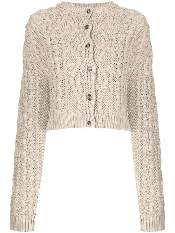 Rokh Cable-knit Bralette And Cardigan Set