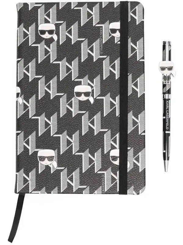 Karl Lagerfeld K/Ikonik Monogram Notebook Set - Black | Editorialist