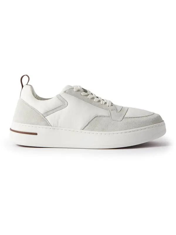 Loro Piana Newport Walk Suede And Shell Sneakers - White