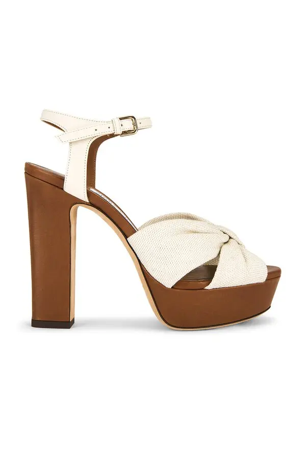 JIMMY CHOO Heloise 120 Platform - Tan & Natural
