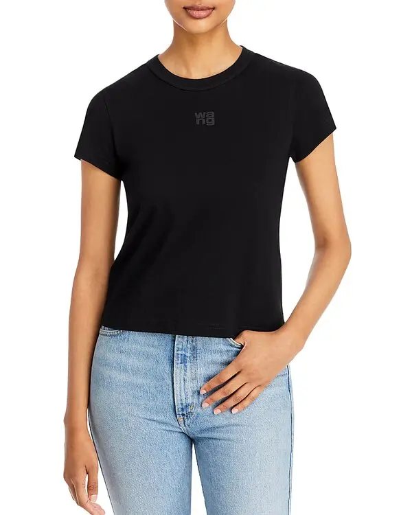 Alexander Wang Essential Cotton Logo Tee - Black