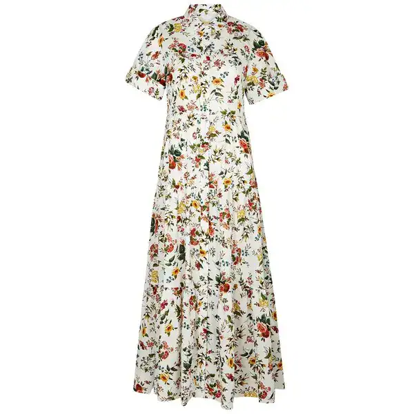 Erdem Helena Floral-Print Cotton Midi Dress In White 63% Off