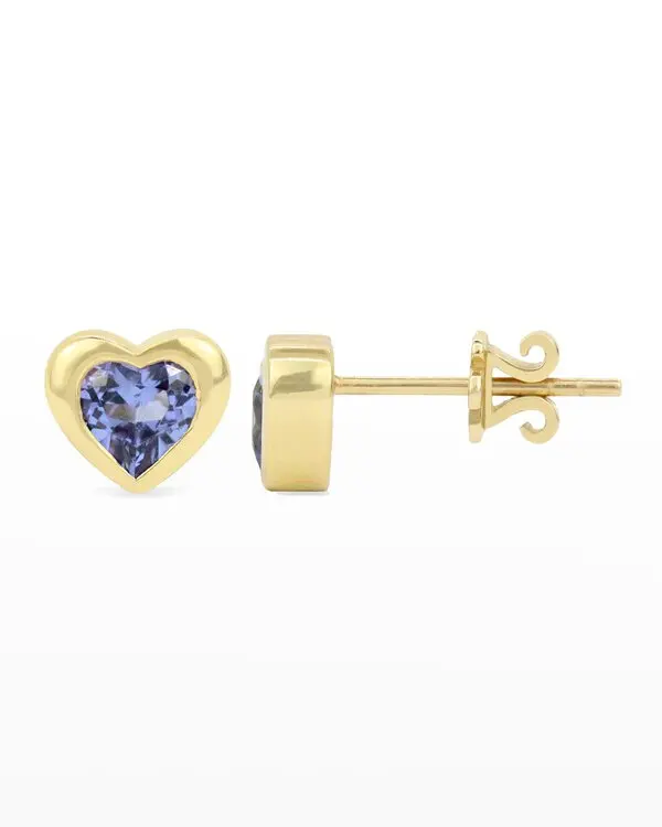 STEVIE WREN 14k Yellow Gold Heart Stud Earring - Tanzanite