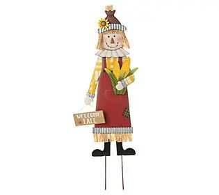 GLITZHOME Pumpkin Patch Metal Scarecrow Lawn Ya Rd Stake